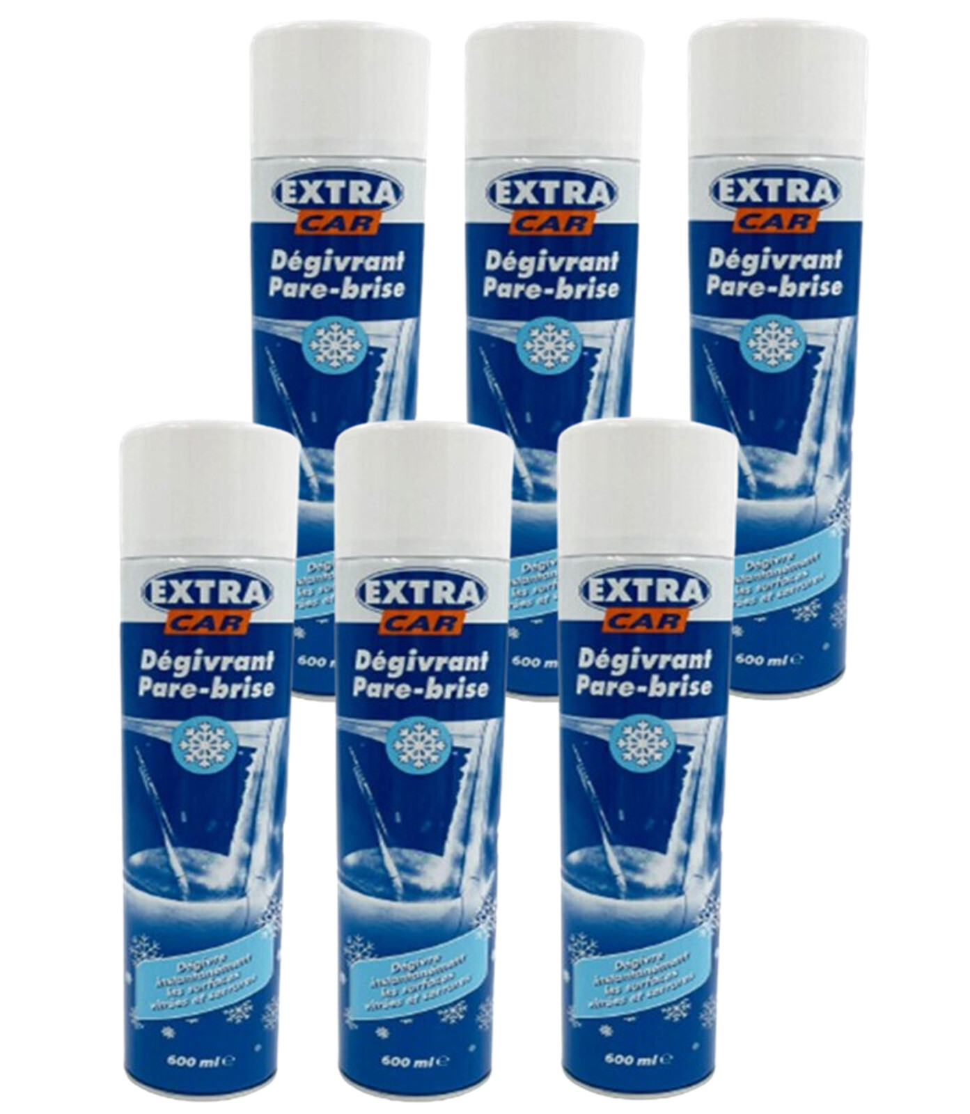 6 x 600 ml EXTRACAR Scheiben Enteiser Entfroster Spray