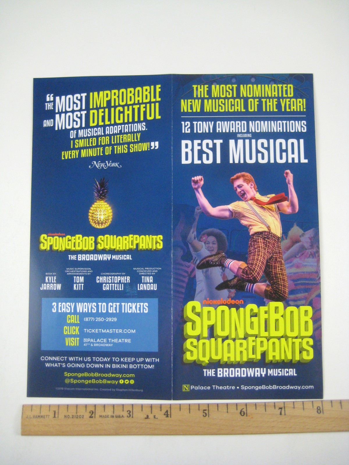 SpongeBob SquarePants Flyer ONLY Palace Theatre Tony Nominated Musical ...