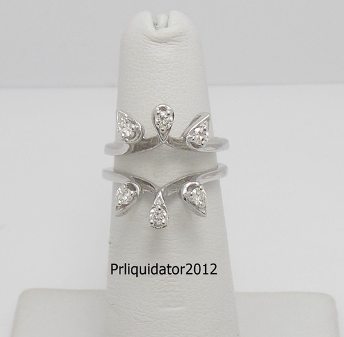 Vintage 1/4CT Natural Diamond Solitaire Enhancer Wrap Insert Ring 14K ...