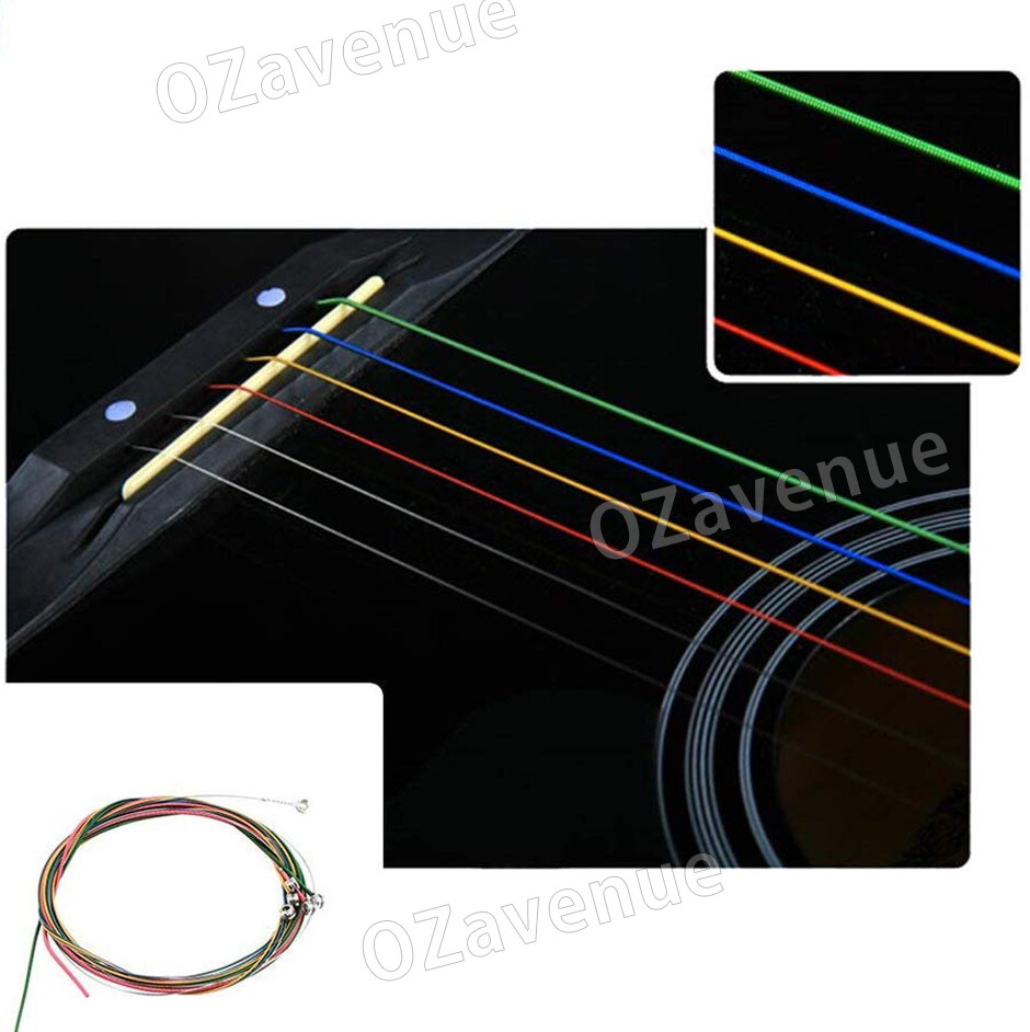 6pcs Guitar String Set of Rainbow Color Colour Strings Acoustic ...