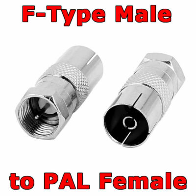 F Type Male Plug to PAL Female Socket Digital TV Antenna Aerial Coax ...