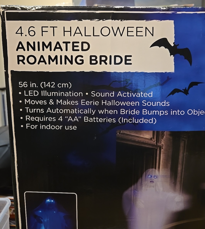 4.6 FT Animated LED Roaming Ghost Bride Animatronic Prop for Halloween ...