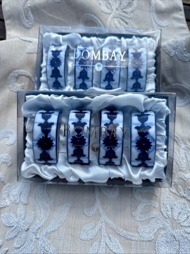 Bombay Blue & White Ceramic Napkin Rings Set of 8 New in Box | eBay