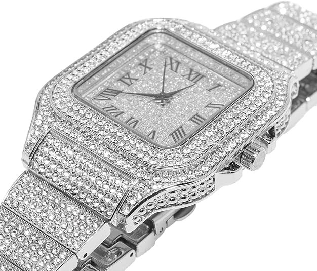 Men's Watch Luxury Bling Rapper Simulated Diamond Metal Hip Hop Full ...