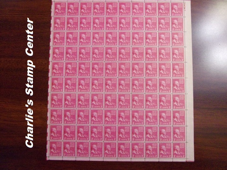 Crisp Scott's #806 Full sheet of 100, 2c. "John Adams". Prexie ! 1938 ...