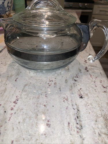 VTG PYREX Flameware 8446-B Glass 6 Cup Stove Top Coffee/Tea Pot Kettle ...