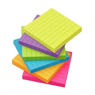Lined Sticky Notes 3x3 inch Bright Colors Self 6 Pads 3x3 in Lined ...