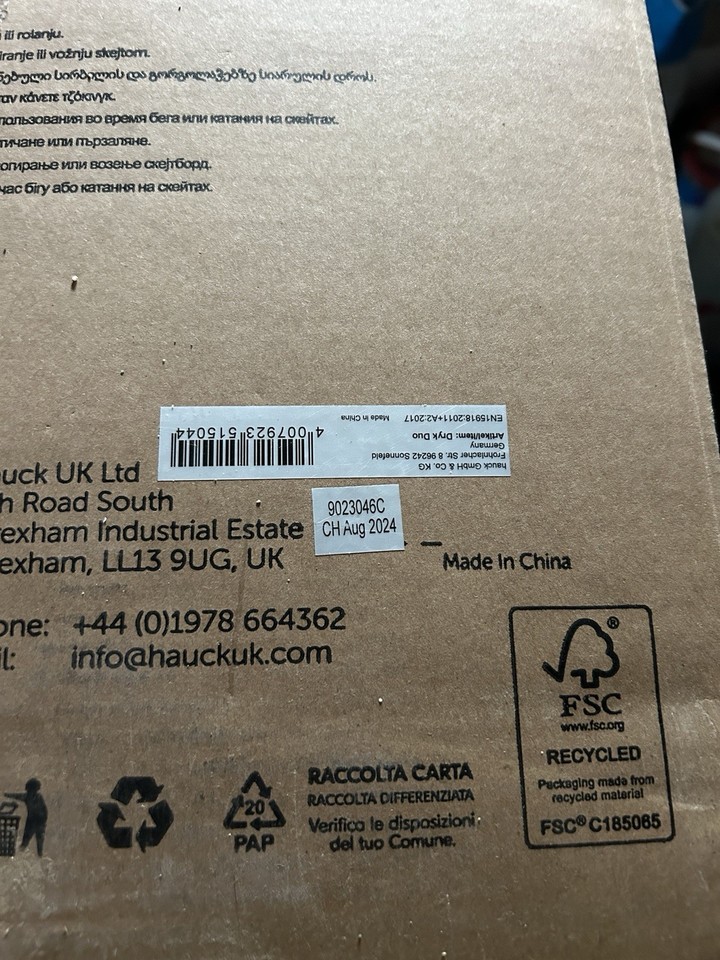 Hauck Fahrrad Kinder Anhänger 2in1 BikeTrailer Buggy DRYK DUO ...