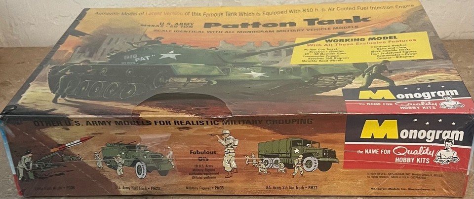 Monogram U.S. Army Patton Tank M48A2 50 Ton Scale Model Kit Vehicle ...