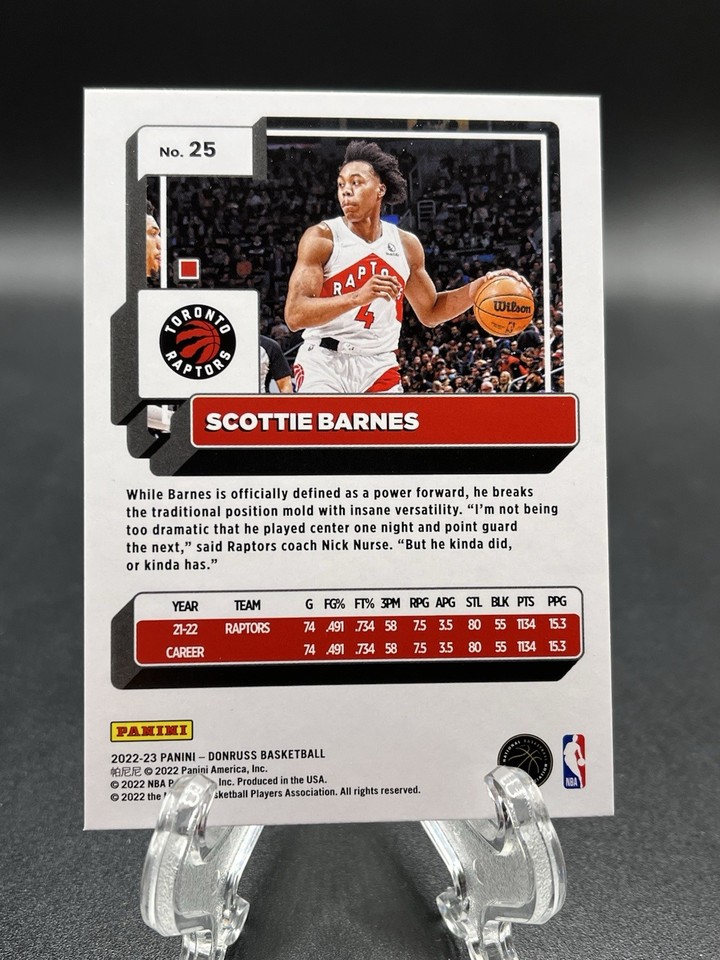 2022-23 Scottie Barnes Donruss Basketball Holo Green Laser Card Toronto ...