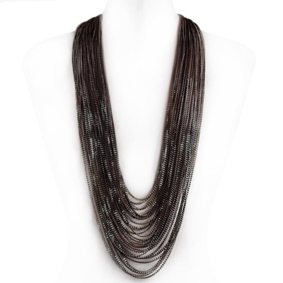 Arabella Burnished Gold Plated Aluminum Multi Layered Chain Fashion ...