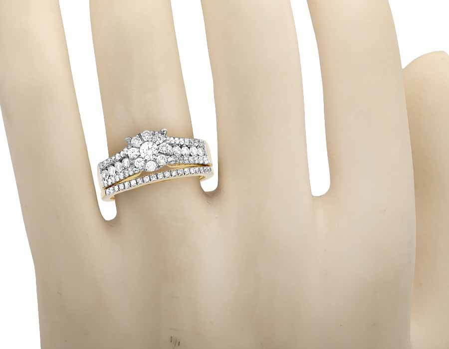 10K Yellow Gold Genuine Diamond Two Piece Bridal Wedding Ring Set 1 2/5 ...