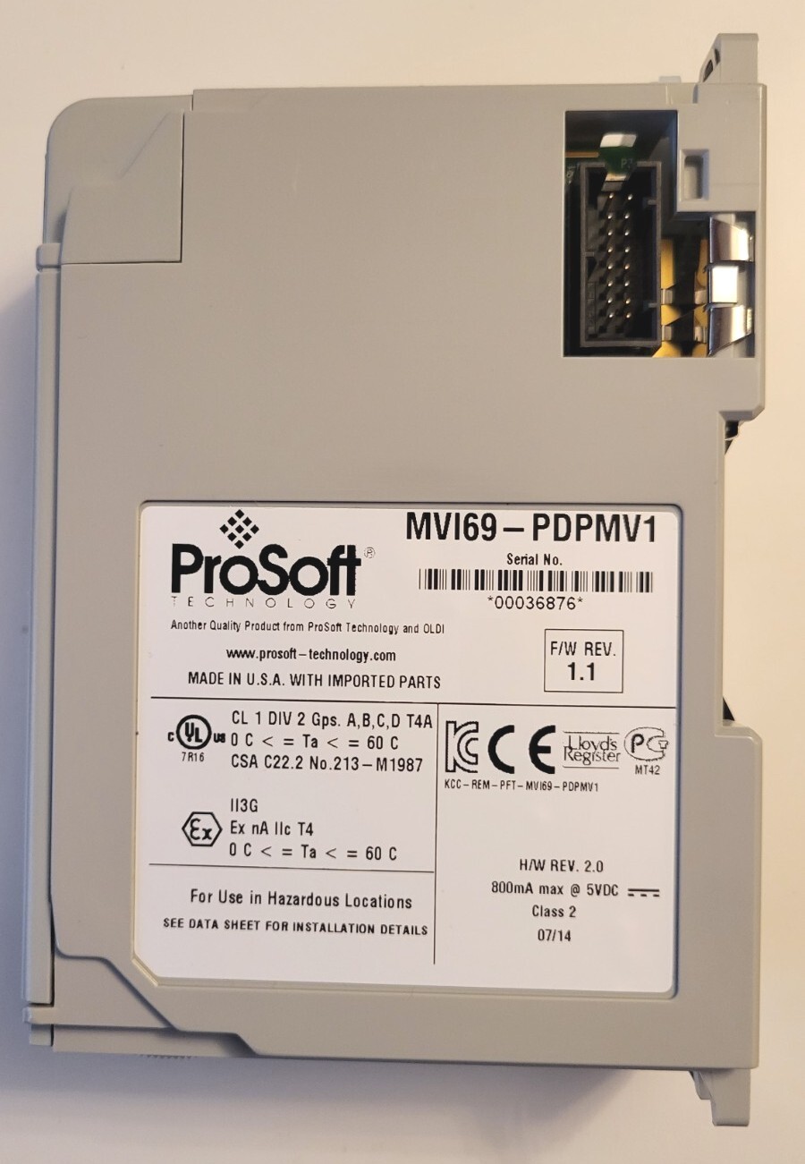 PROSOFT TECHNOLOGY MVI69-PDPMV1 CompactLogix MicroLogix PROFIBUS DPV1 ...