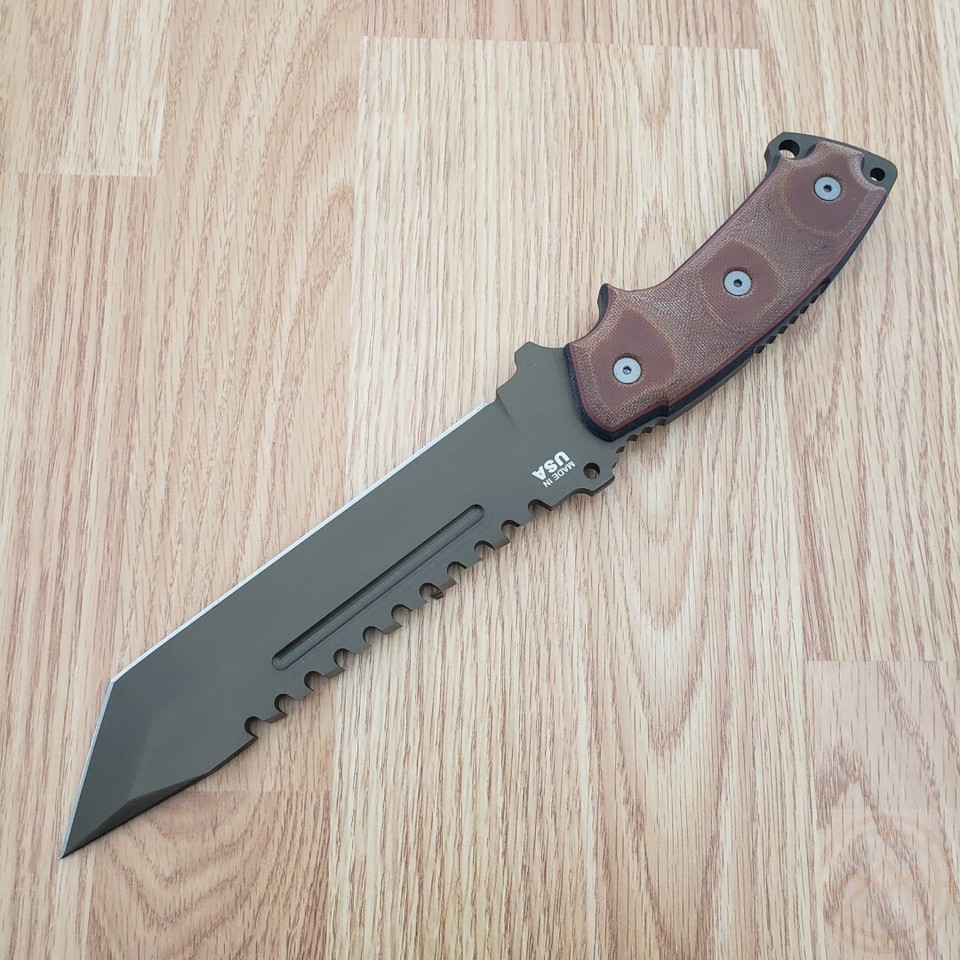 TOPS Eagle Fixed Knife 7.63" Sawback 1095HC Steel Tanto Blade Tan ...