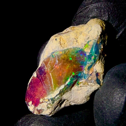 Ethiopian Opal, Natural Fire opal gemstone raw, Black opal rough 14.5Ct ...