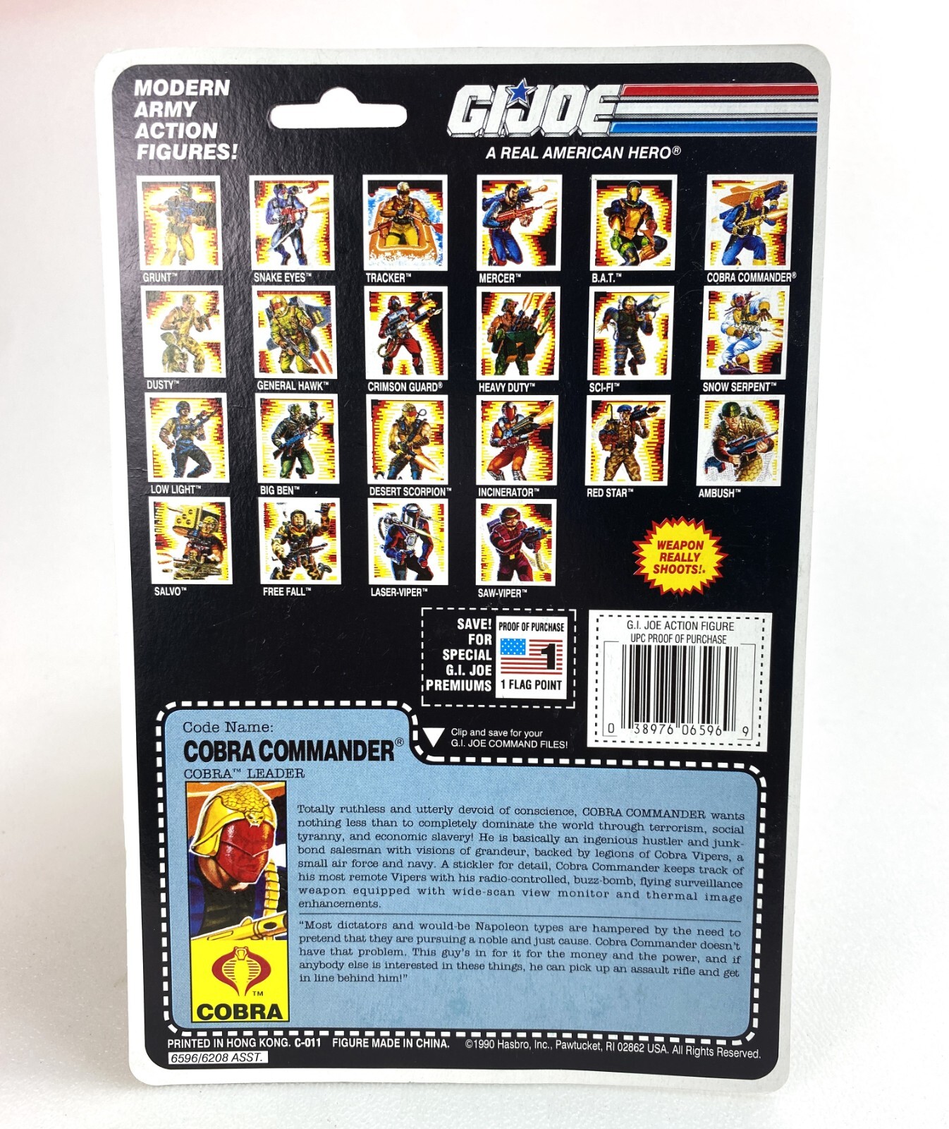 Cobra Commander V1 Vintage GI Joe Full Card Back Uncut File Card 1991 ...