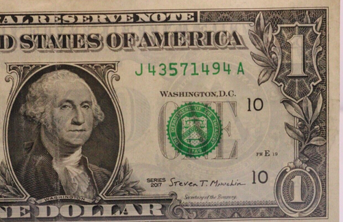 2017 $1 One Dollar Bill ERROR Over Ink (5) Serial Number Inking ...