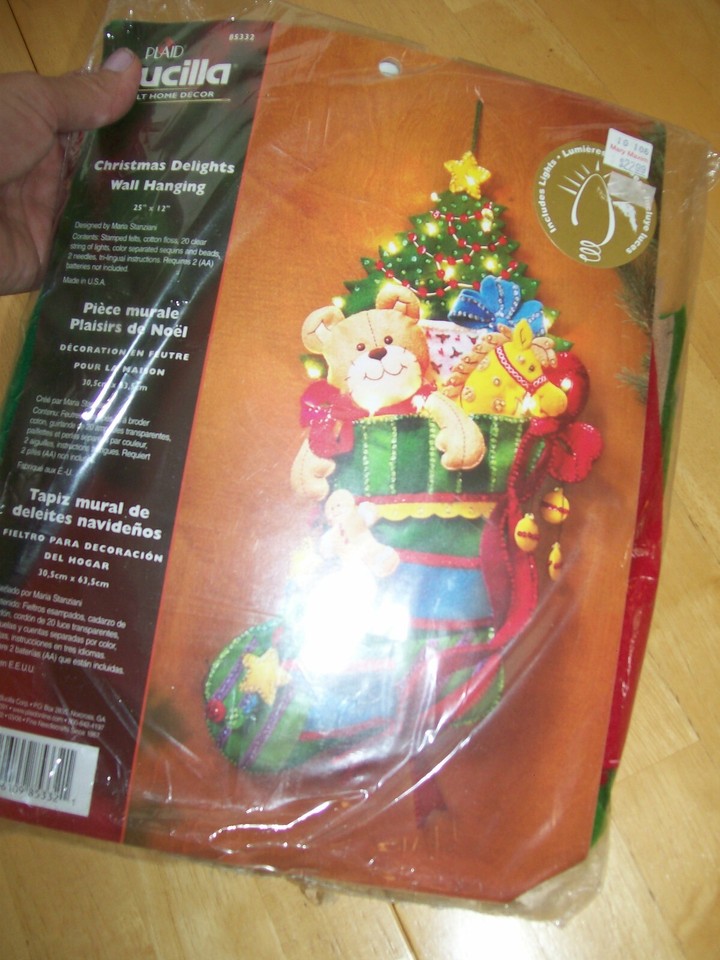 Bucilla Christmas Delights Wall Hanging Teddy Bear Stocking Kit w ...