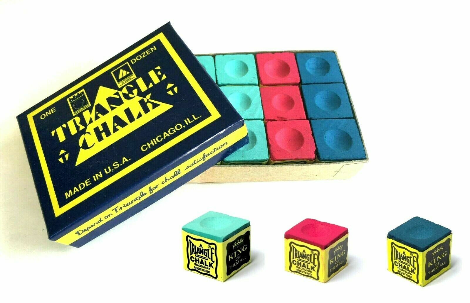 GENUINE TRIANGLE SNOOKER or POOL Cue Tip CHALK - By Tweeten USA in BOX ...