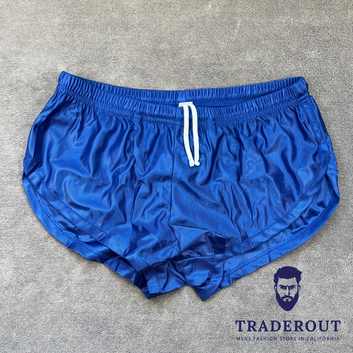 N2N Bodywear Men blue sheer gym erotic euro split shorts size M L | eBay