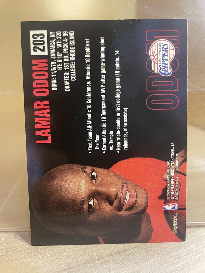 1999-00 Skybox Dominion Lamar Odom #203 RC Rookie Clippers Basketball ...