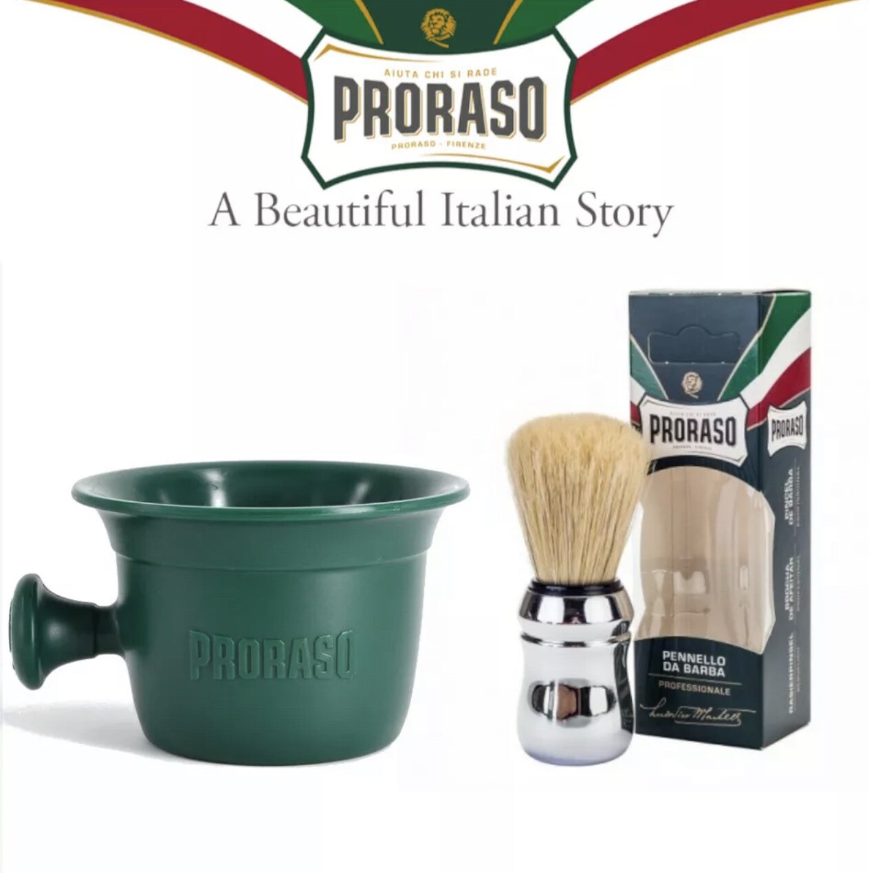 Proraso Natural Bristle Shaving Brush + Proraso Shaving Mug Set - Italy ...