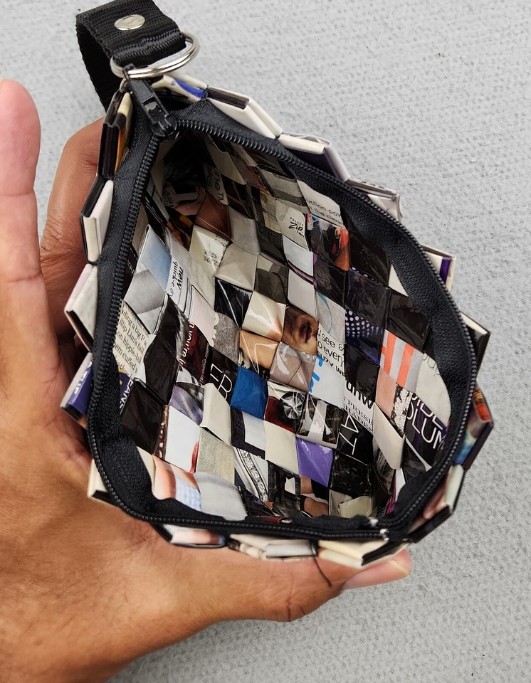 Upcycled Recycled Magazine Woven Clutch Bag Handmade Colorful | eBay