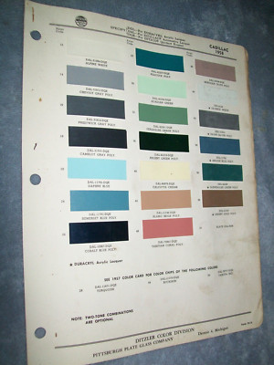 1958 Cadillac car color Paint Chips set - Ditzler | eBay