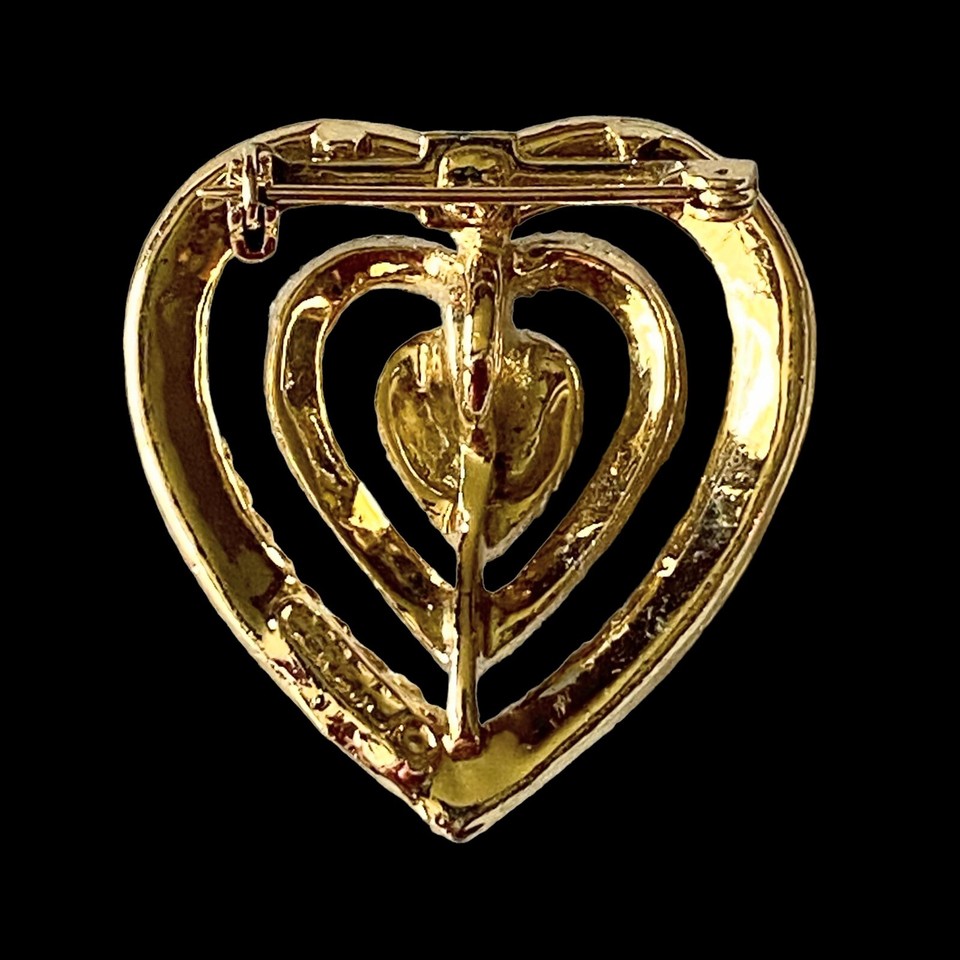 Vintage GERRYS Heart Brooch Pin Gold Tone Open Design | eBay
