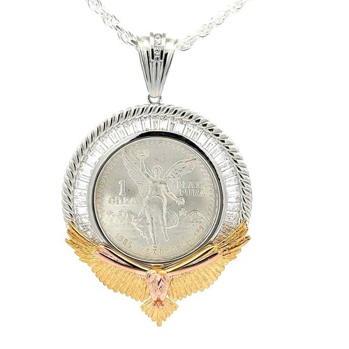Centenario Pendant with Rope Chain Sterling Silver .925 Eagle NEW | eBay