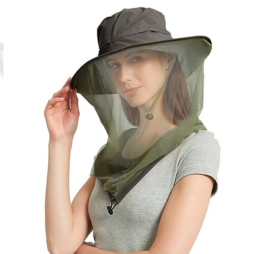 Head Net Hat - Safari Hat Sun Hat Bucket Hat Fishing Hat with Netting ...