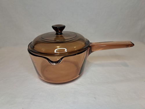 Visions Corning Ware Amber 1L Sauce Pot Pan w/ Pour Spout & PYREX Lid V ...