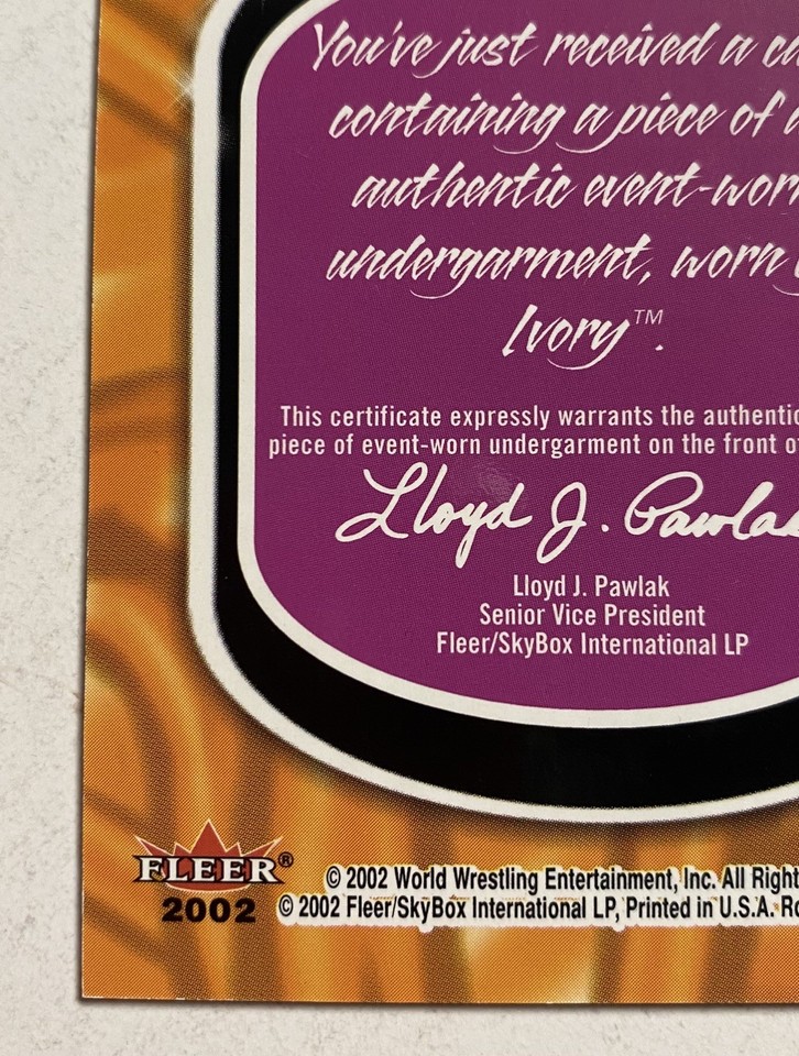 IVORY : WWE DIVAstating = Authentic Event-Worn UNDERGARMENT Card | eBay