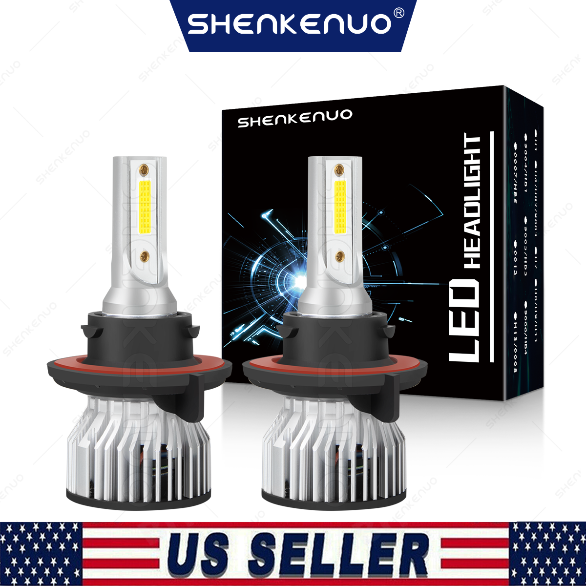 SKN 9008 H13 LED Headlight High/Low Beam Bulb 6000K White for Ford F150 ...