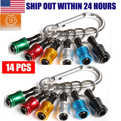 14Pcs 1/4" Hex Shank Quick Release Keychain Screwdriver Drill Bits ...