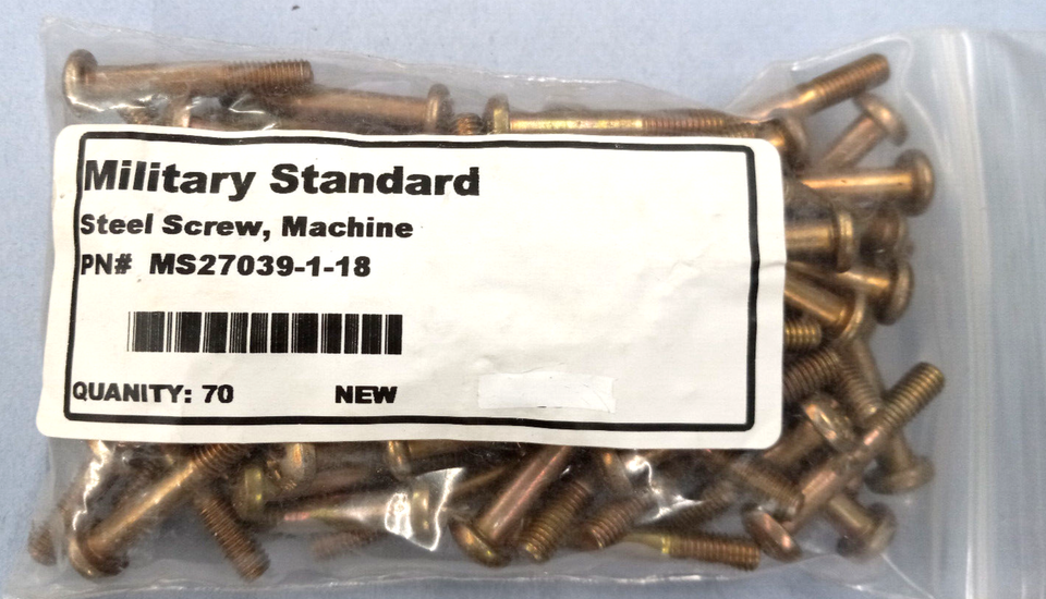 Military Standard P/N MS27039-1-18 Machine Screws 1.156", 10-32 (70 ...