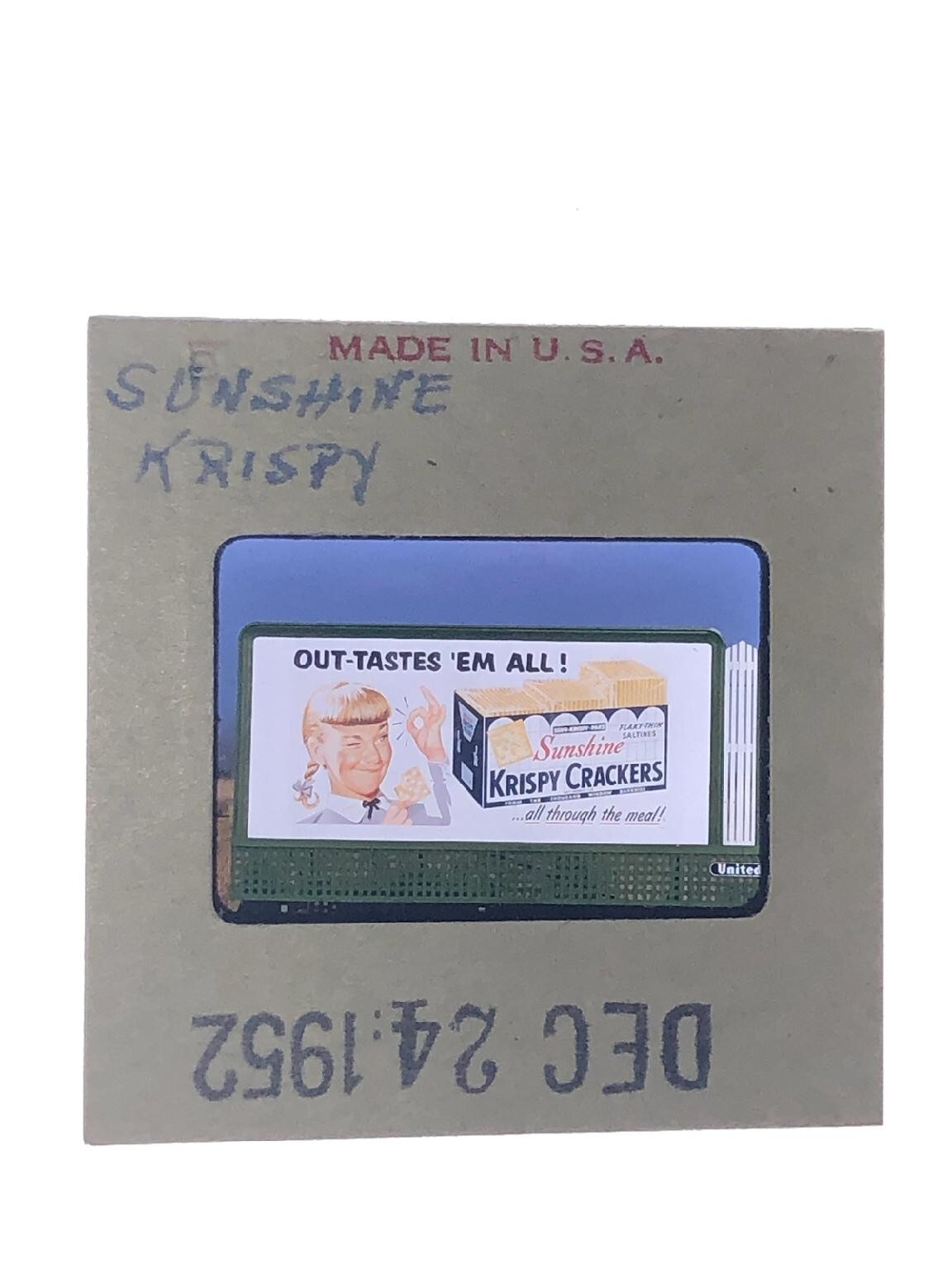 Sunshine Krispy Crackers Vintage 1952 Billboard Sign Advertising Slide ...
