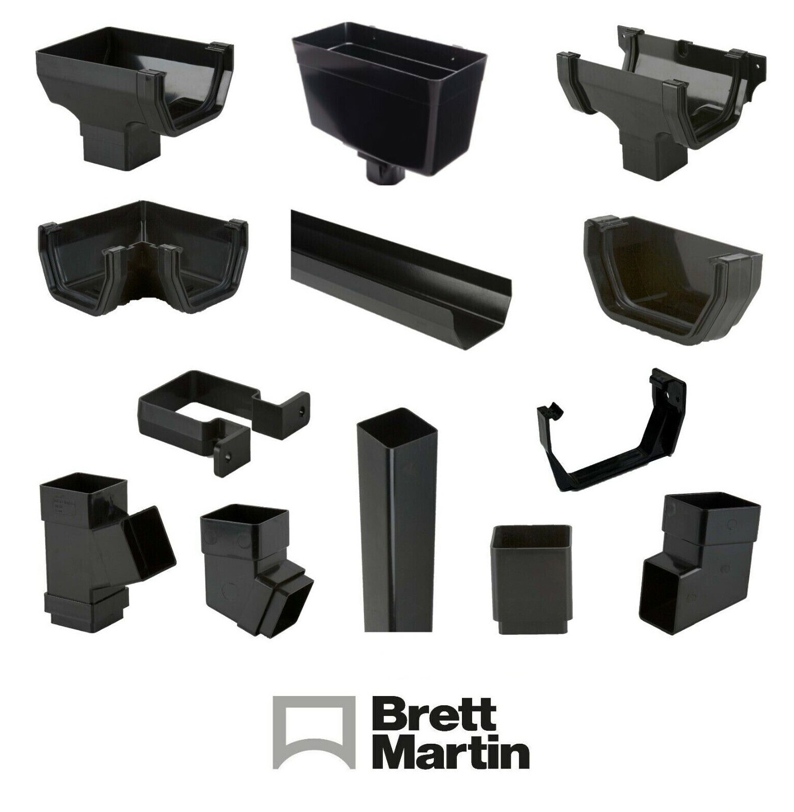 BLACK SQUARE Plastic UPVC Guttering 114mm 65mm Downpipes Rainwater | eBay