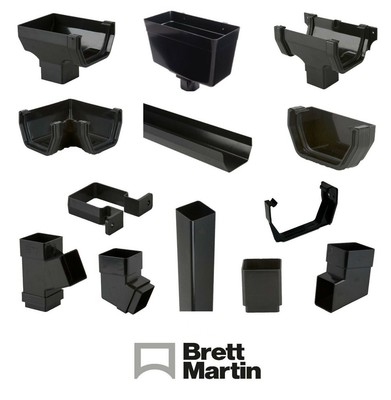 BLACK SQUARE Plastic UPVC Guttering 114mm 65mm Downpipes Rainwater | eBay