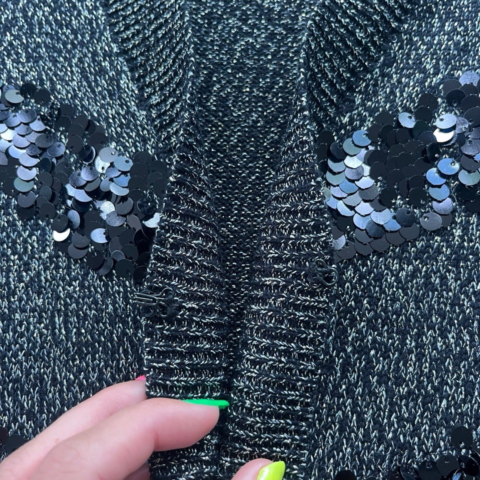 Dana Buchman Women’s XL Black Gold Silver Metallic Sequins Knit ...