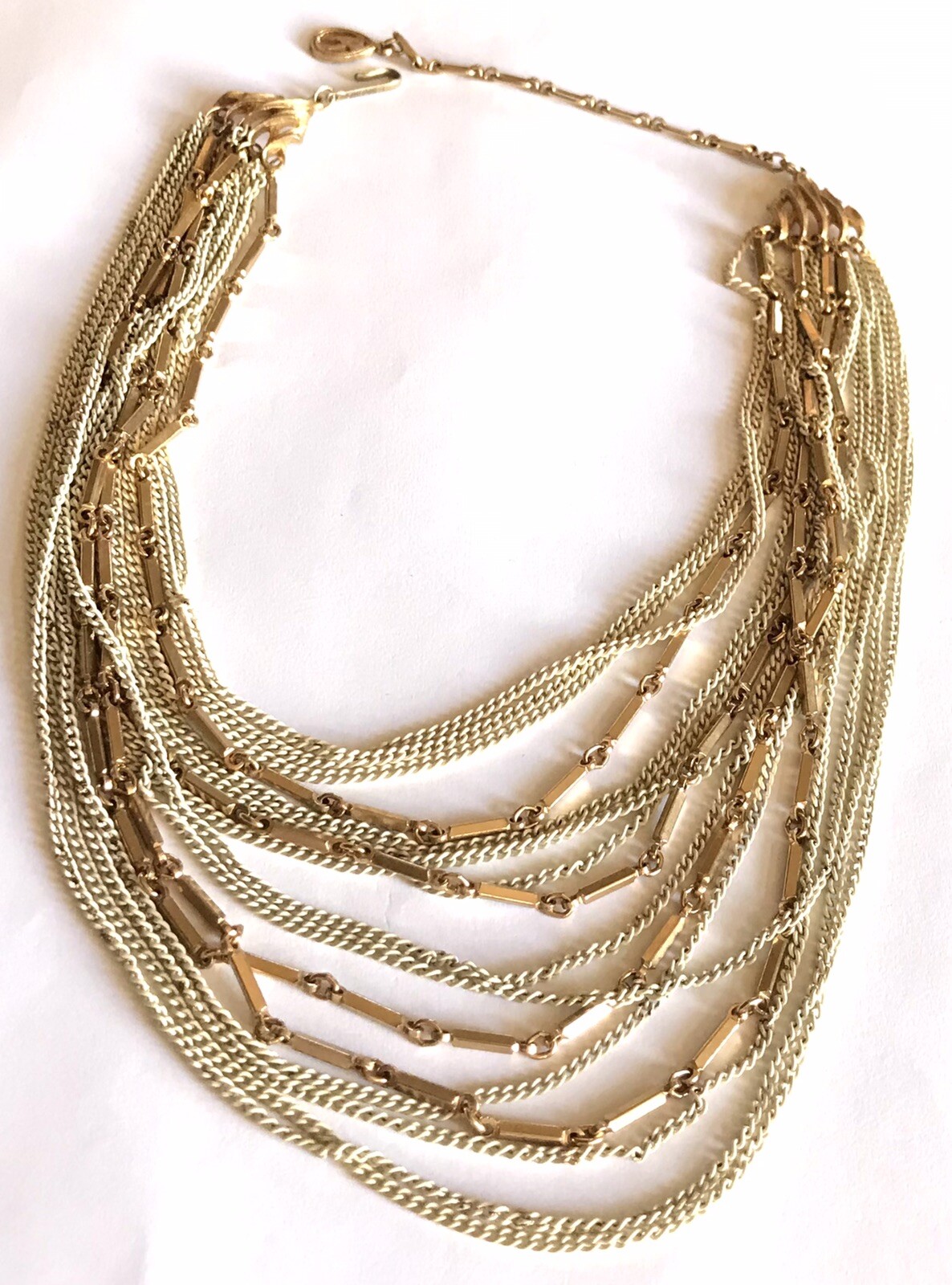 KRAMER Vintage MULTI CHAIN Layered Heavy Strand Necklace Gold Tone ...