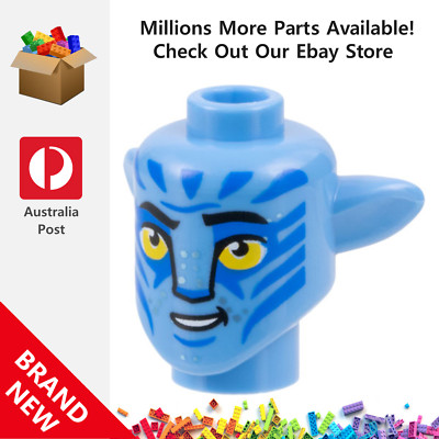 Genuine LEGO™ Medium Blue Minifigure Head Modified Alien Na'vi 1576 ...