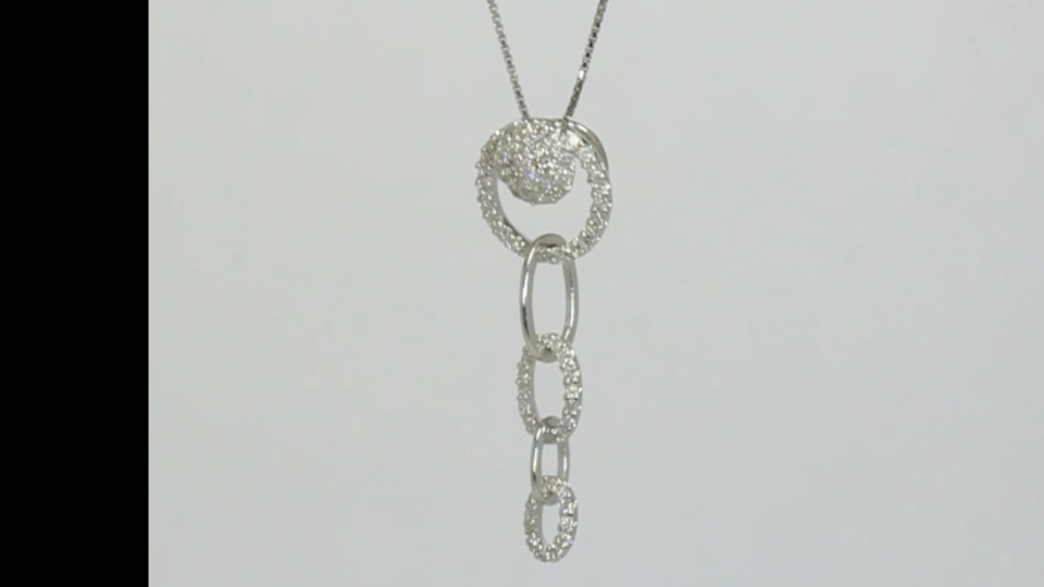 Diamond Chain Link Pendant Necklace .42CT H Color 18K White Gold 14.5 ...