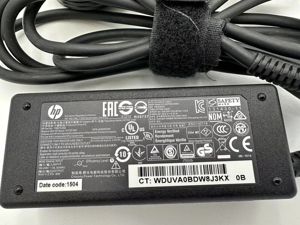 Genuine HP 45W blue tip laptop AC Adapter Power Supply charger 19.5V ...