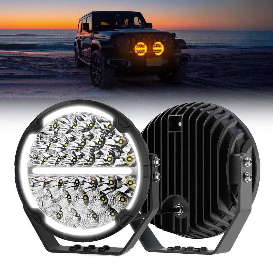9inch Round LED Driving Work Light Fog Lamp Dual Color DRL Truck ...