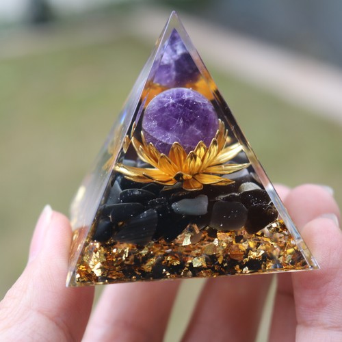 Energy Orgone Orgonite Pyramid Obsidian Healing Crystal Stone Resin ...