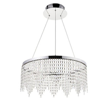 Litecraft Ceiling Pendant Circular Crystal Effect LED Light - Chrome ...