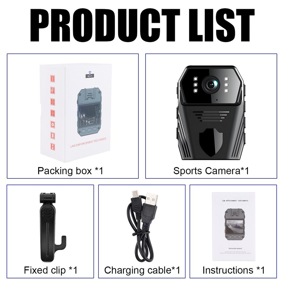 Wifi Mini Camera Camcorder Body Police Cam with Audio Video DVR IR ...
