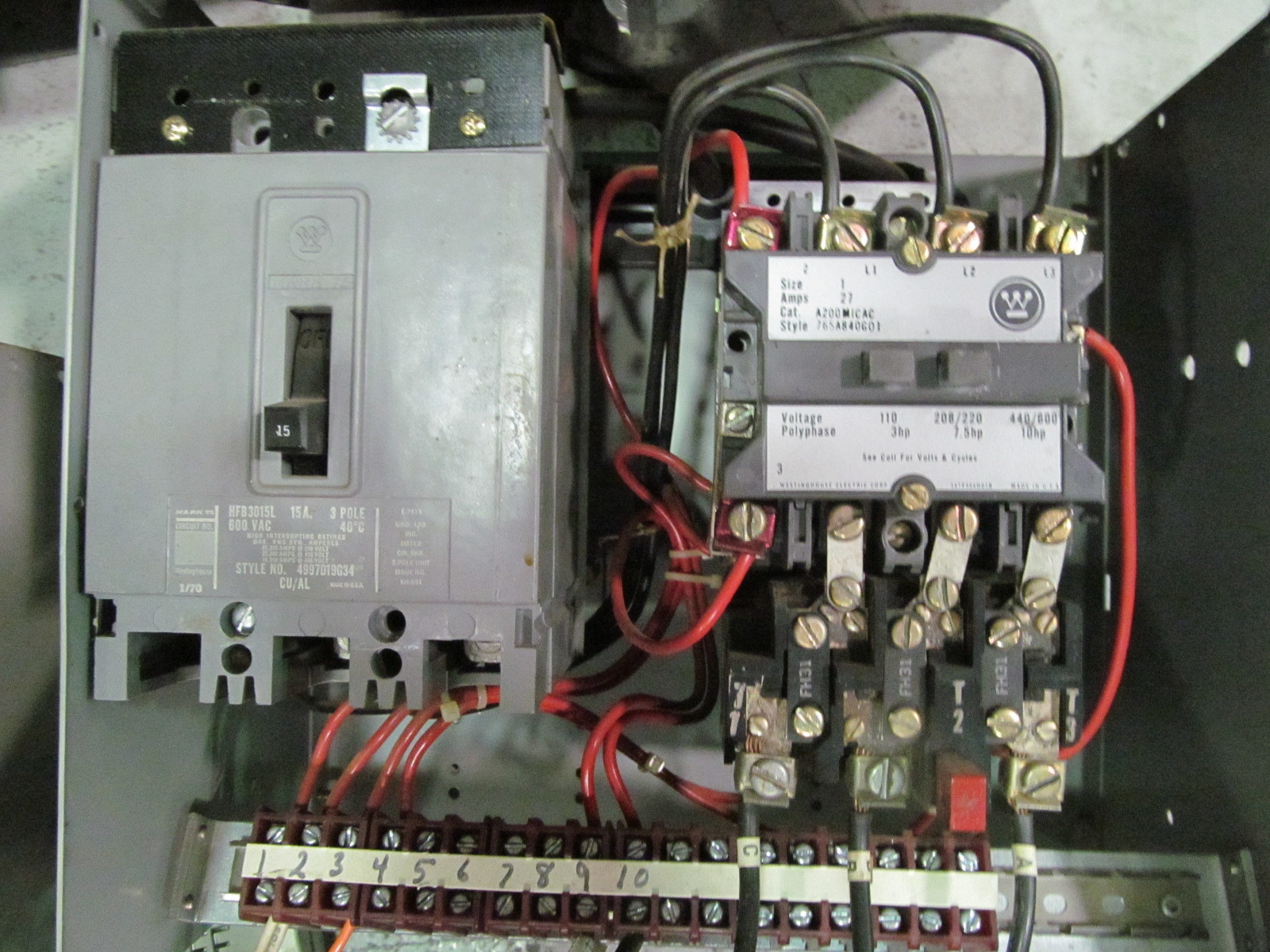 Westinghouse Type W 12" MCC Size 1 A200M1CAC 120 V With HFB3015L With ...