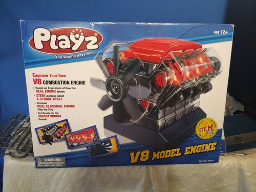 Playz V8 Combustion Engine Model Building Kit STEM Hobby Toy Kid's 99 ...